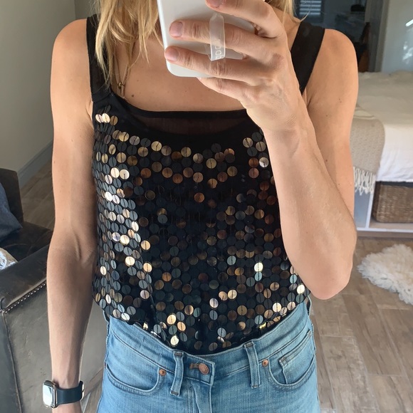 GAP | Tops | Gap Sequin Black Tank Top | Poshmark